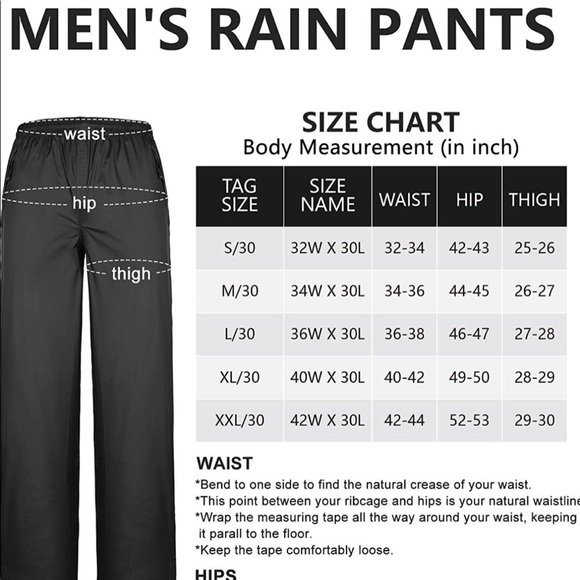 33,000 ft | Pants | New Mens Black Waterproof Rain Pants | Poshmark